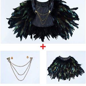 Boutique | Accessories | Gothic Black Feather Cape Shawl Maleficent ...